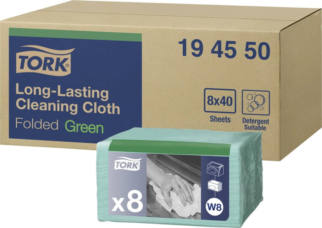 Tork W8 Coloured Long lasting Cloth Green 40 sheets – Tork – Global No ...